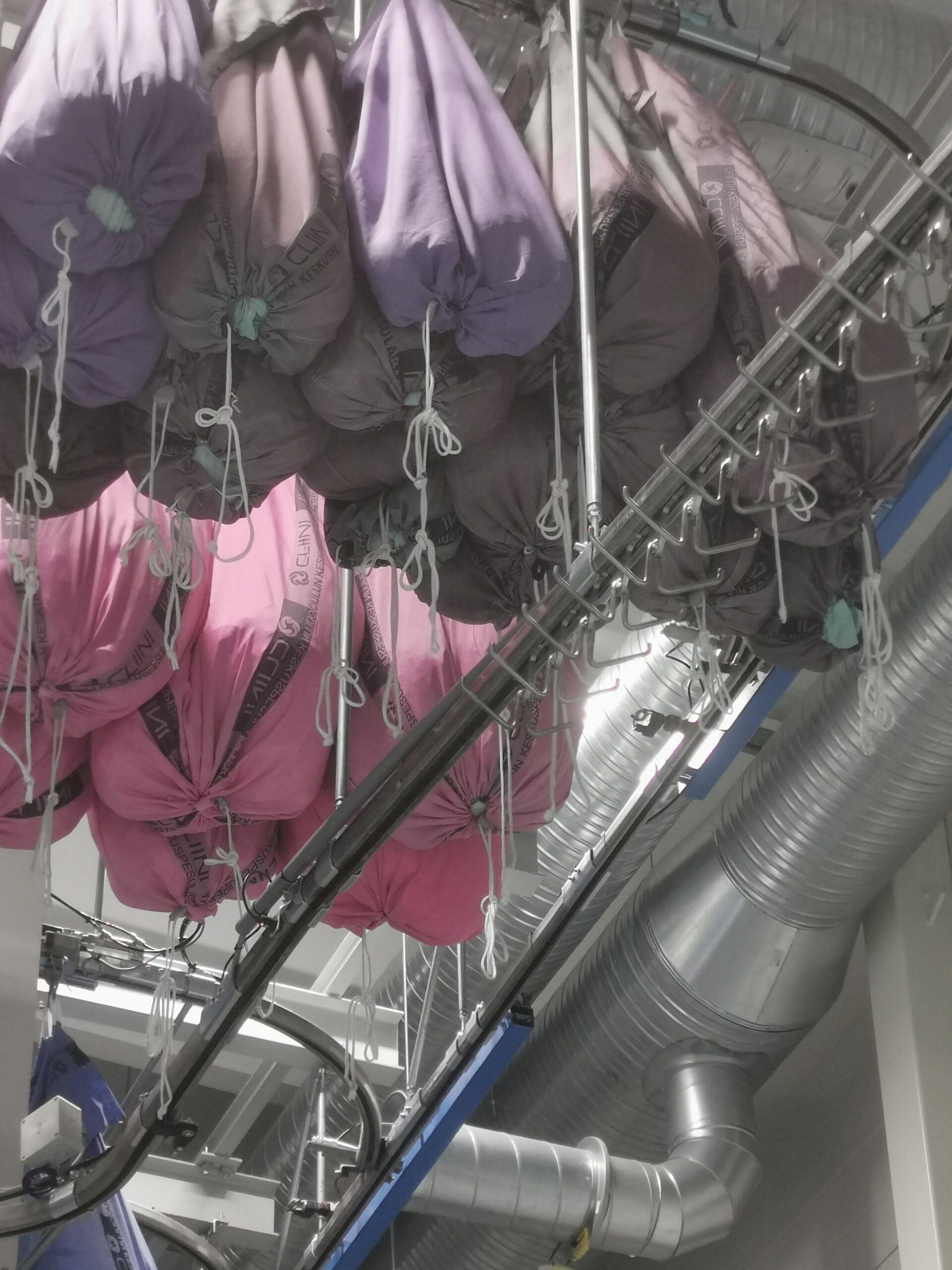 Pre-sorting laundry monorail system - Senso Technics